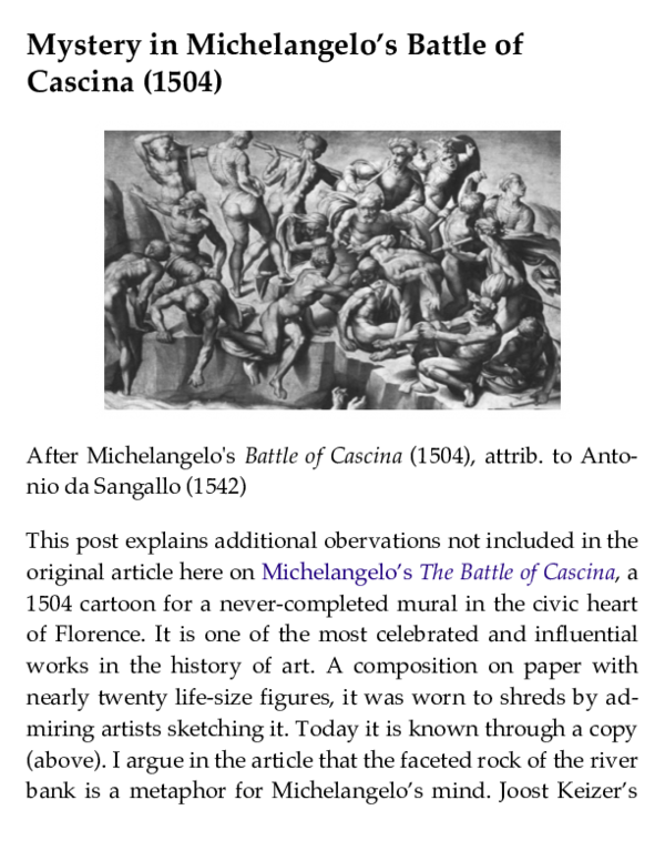 (PDF) Mystery in Michelangelos Battle of Cascina (1504)