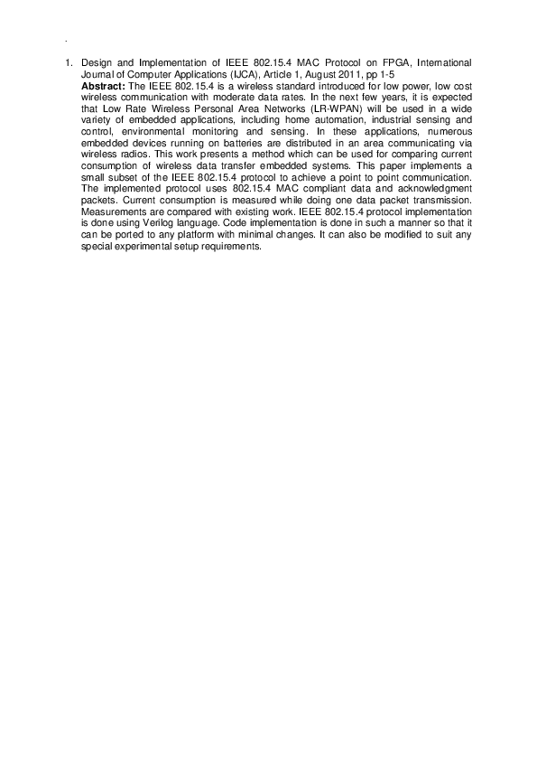 (PDF) Design and Implementation of IEEE 802.15.4 MAC Protocol on FPGA