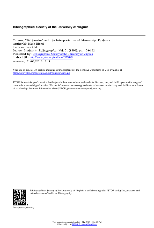 (PDF) Jonson, "Biathanatos" and the Interpretation of Manuscript Evidence