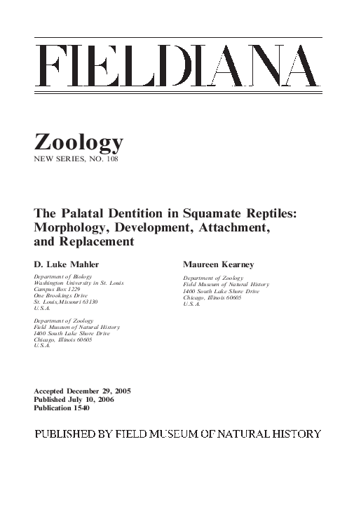 Pdf Palatal Dentition Variability In Squamate Reptiles