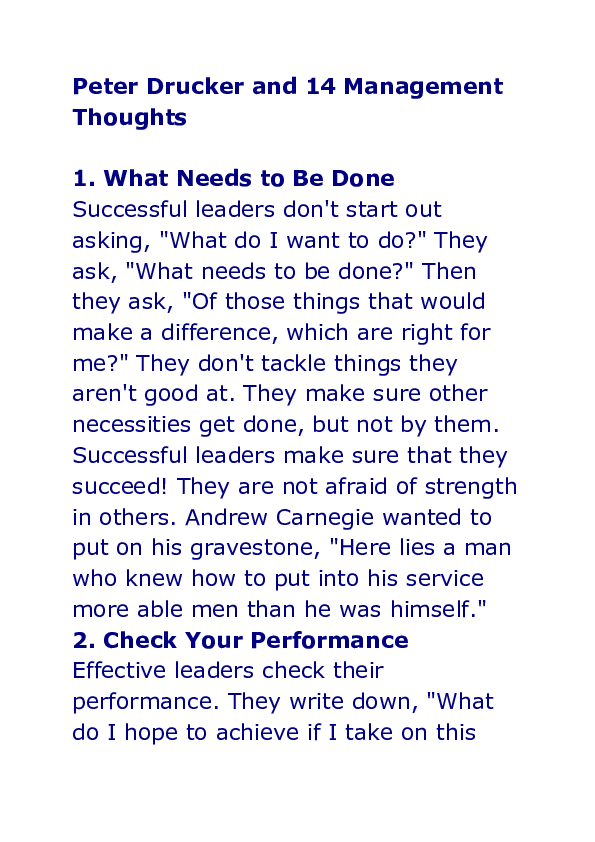(PDF) Peter Drucker and 14 Management Thoughts