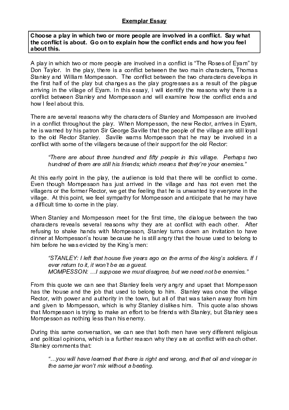 (DOC) Eyam Exemplar Essay