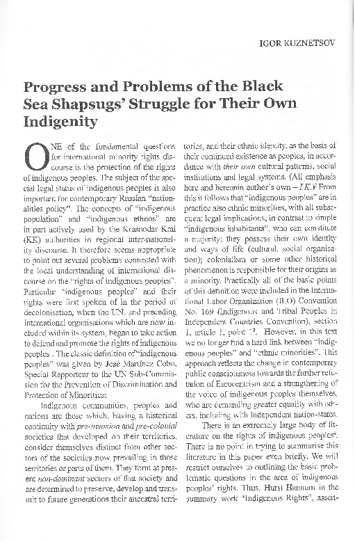 (PDF) Progress and Problems of the Black Sea Shapsugs’ Struggle for ...