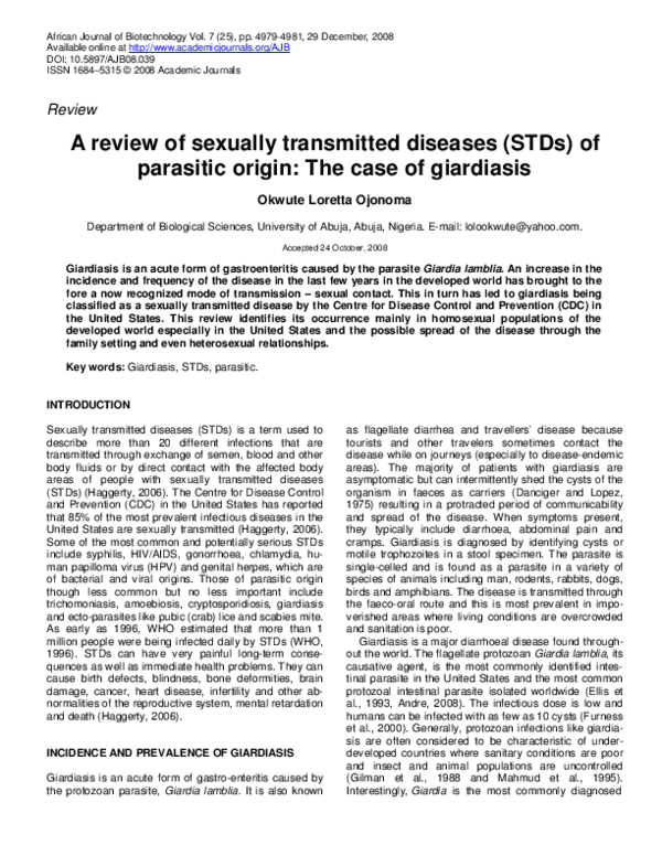 (PDF) A review of sexually transmitted diseases (STDs) of parasitic ...