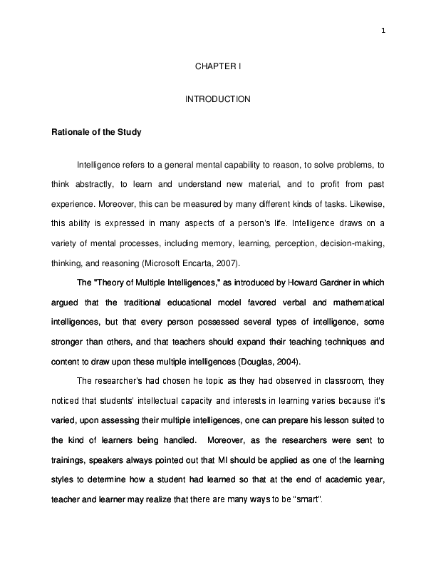 (DOC) Multiple Intelligence Profile of Cristo Rey Regional High School