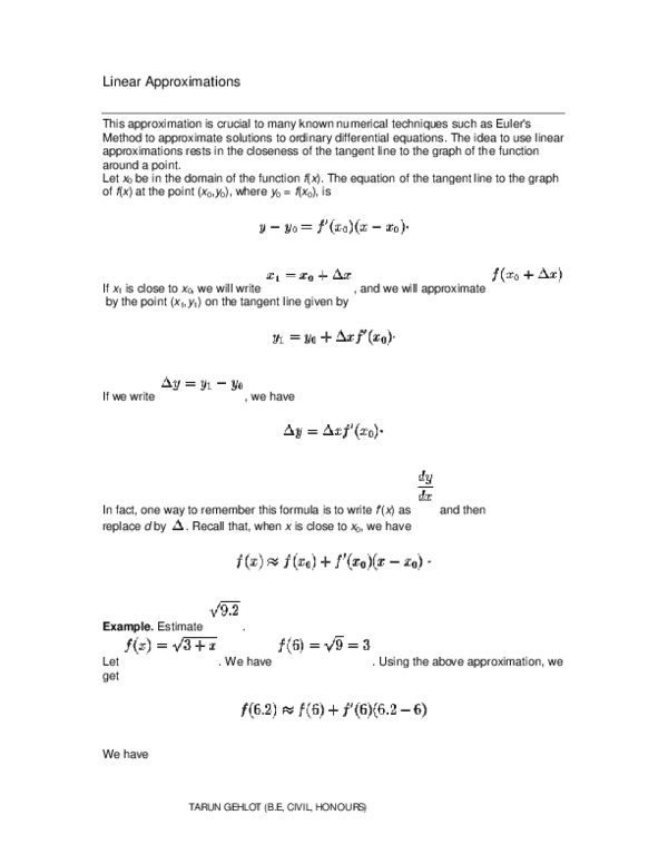 (PDF) Linear approximations