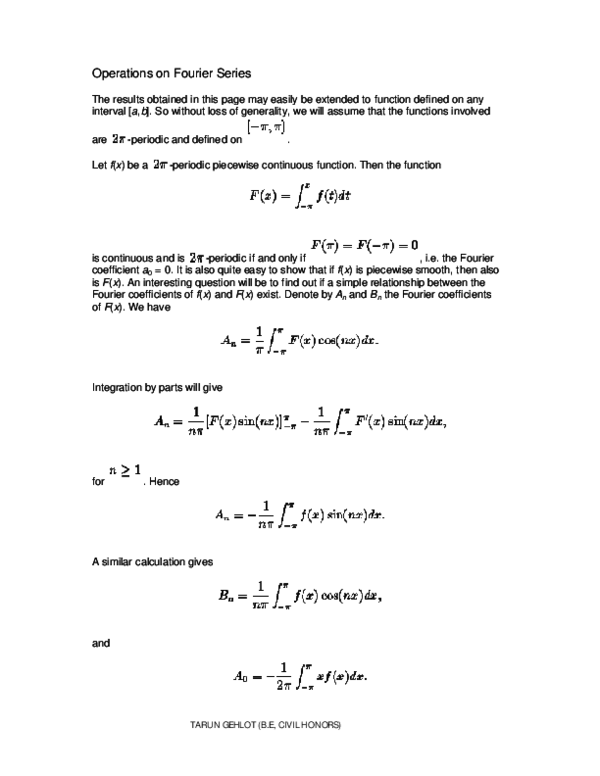 questions on application of fourier series