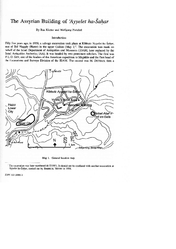 (PDF) 2006b: The Assyrian Building of Ayyelet ha-Shahar