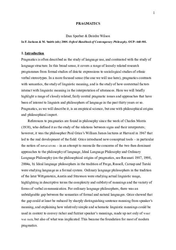 (PDF) 3866724 Dan Sperber Deirdre Wilson Pragmatics