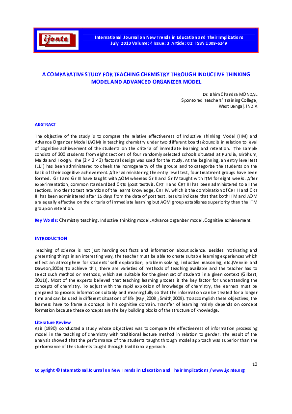 (PDF) A COMPARATIVE STUDY FOR TEACHING CHEMISTRY THROUGH INDUCTIVE ...