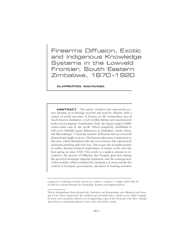 (PDF) Firearms Diffusion, Exotic and Indigenous Knowledge Systems In ...