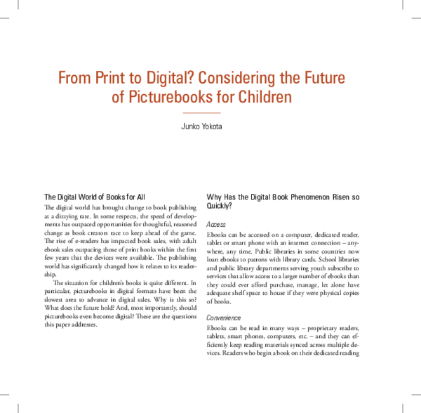 (PDF) Yokota, J. (2013). From print to digital? Considering the future ...