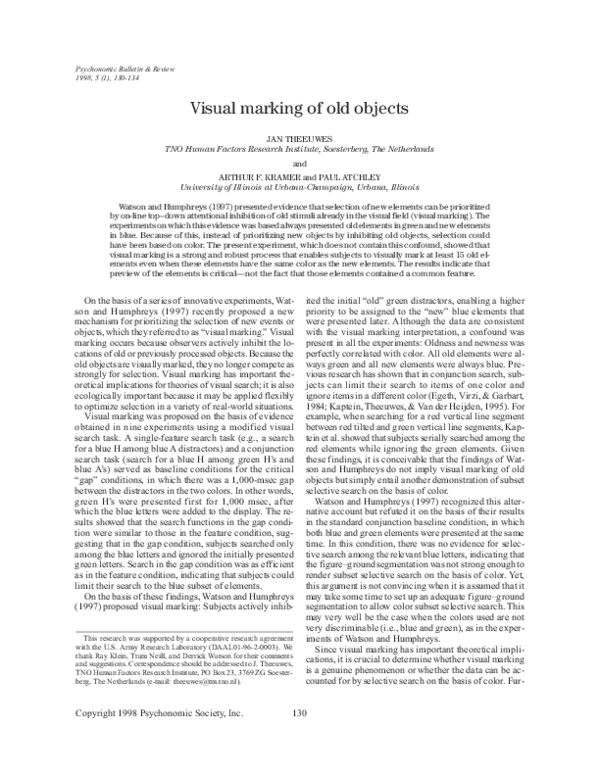 (PDF) Visual marking of old objects