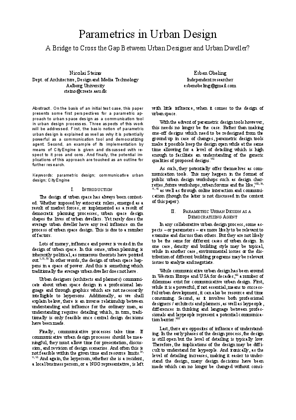 (PDF) Parametrics in Urban Design: A Bridge to Cross the Gap Between ...