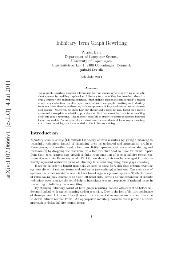 (PDF) Infinitary Term Graph Rewriting