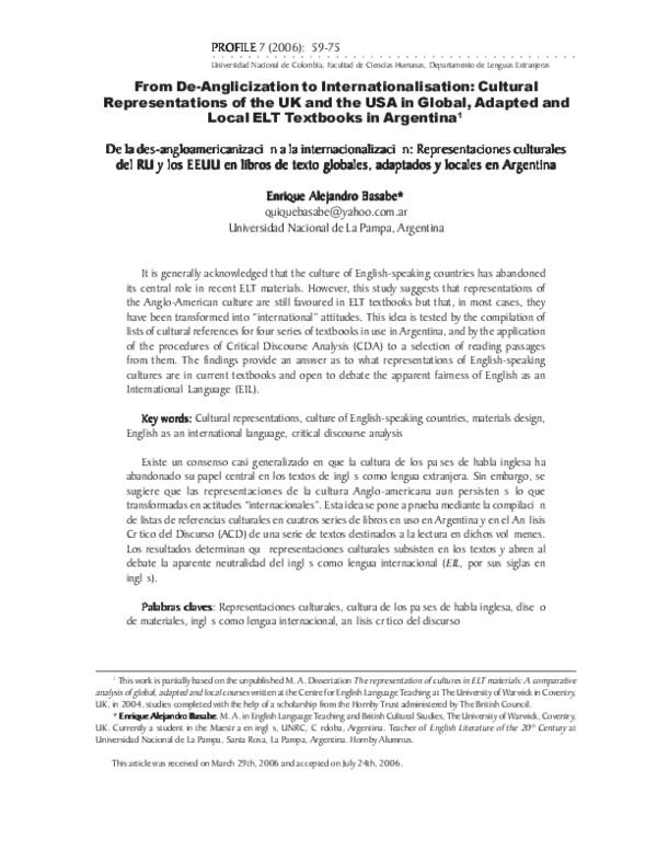 (PDF) Basabe, E. A. (2006, diciembre). From De-Anglicization to ...