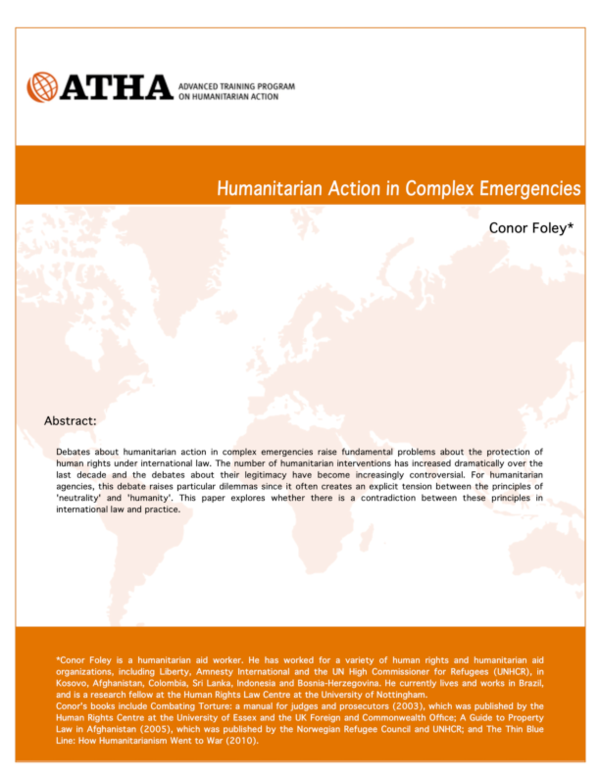 (PDF) Humanitarian action in complex emergencies