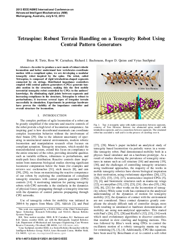 (PDF) Tetraspine: Robust Terrain Handling on a Tensegrity Robot Using Central Pattern Generators
