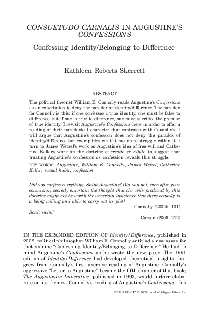 (PDF) CONSUETUDO CARNALIS IN AUGUSTINE'S CONFESSIONS: Confessing ...