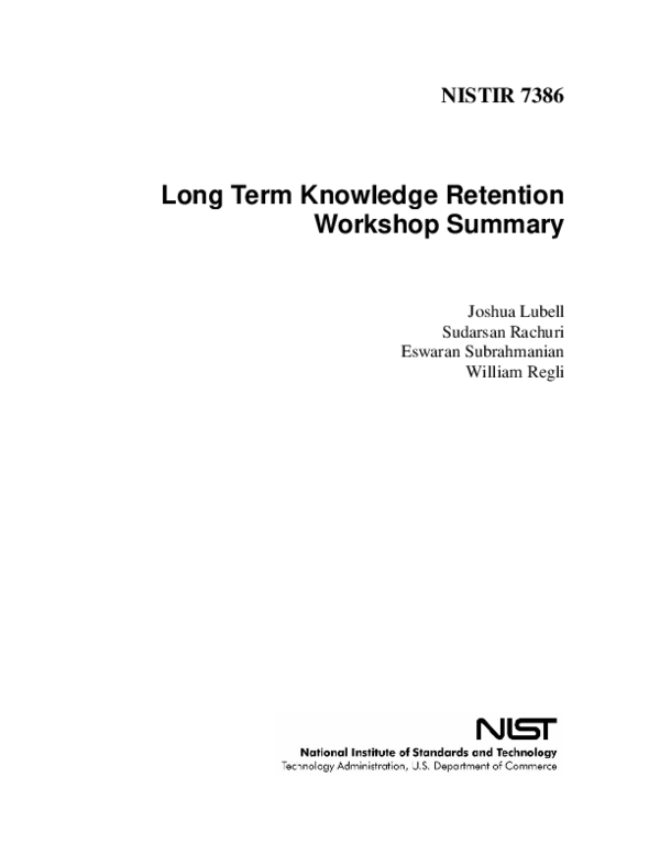 (PDF) Long Term Knowledge Retention Workshop Summary