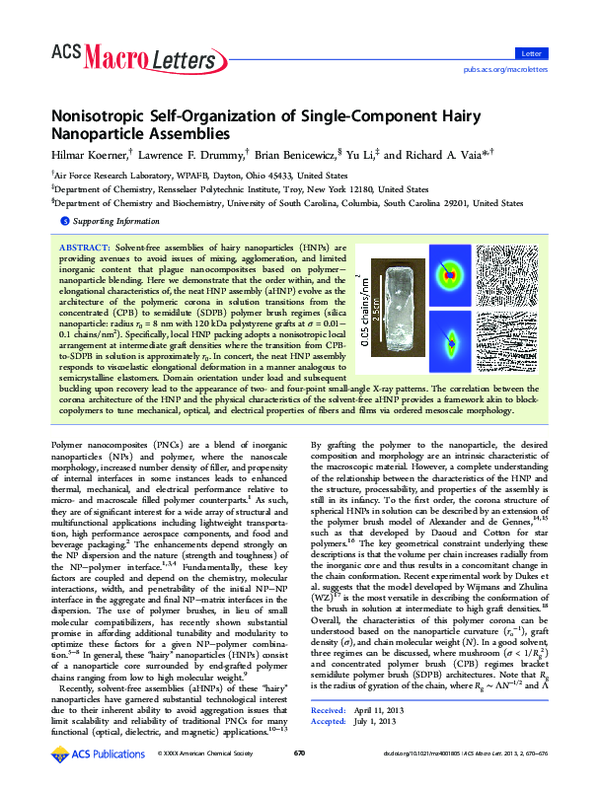 (PDF) Nonisotropic Self-Organization of Single-Component Hairy ...