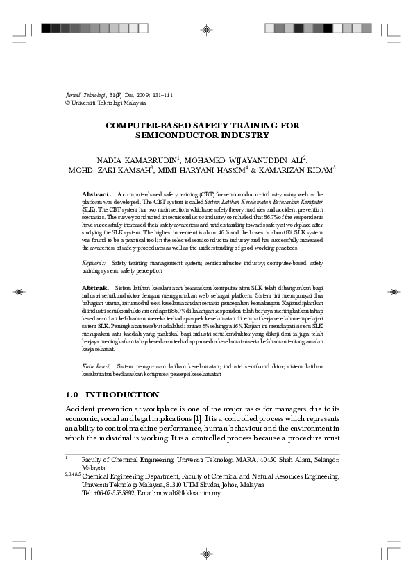 (PDF) COMPUTER-BASED SAFETY TRAINING FOR SEMICONDUCTOR INDUSTRY