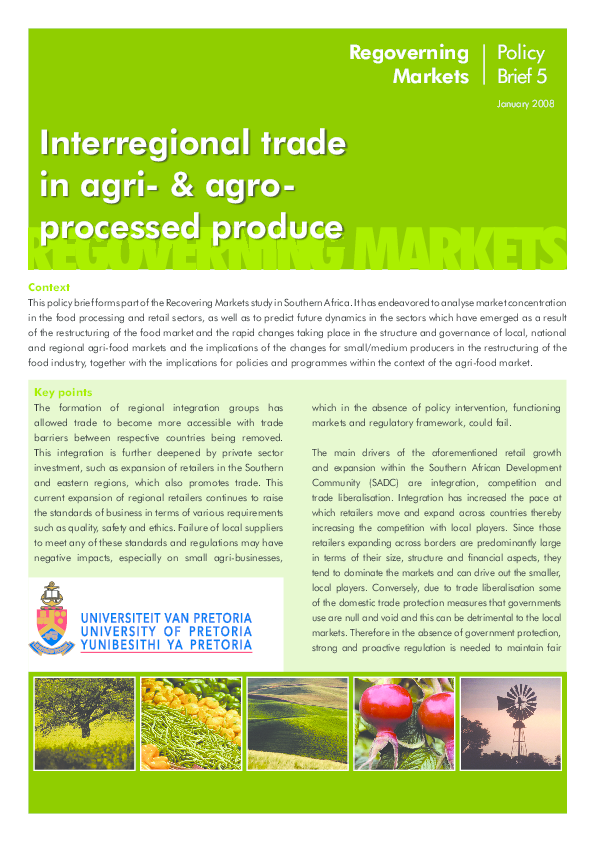 (PDF) Inter-regional trade in agric- and agro-processed produce