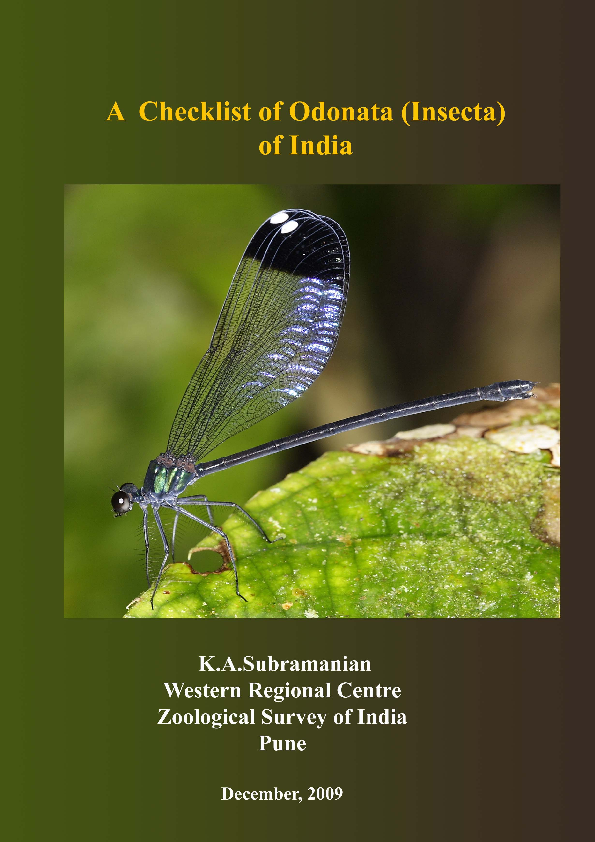 (PDF) A Checklist of Odonata of India 1 Zoological Survey of India A ...