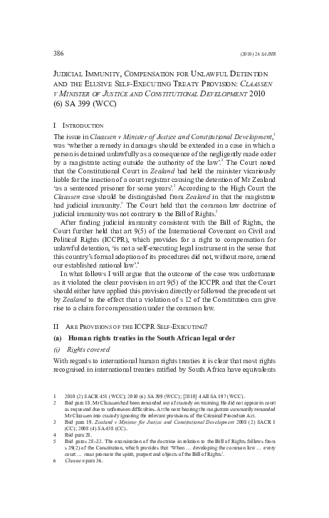 (PDF) Judicial immunity, compensation for unlawful detention and the ...
