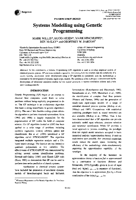 (PDF) Systems modelling using genetic programming
