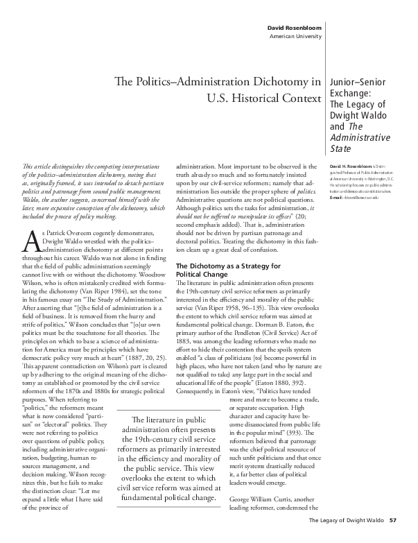 (PDF) The Legacy of Dwight Waldo 57The Dichotomy as a Strategy for ...