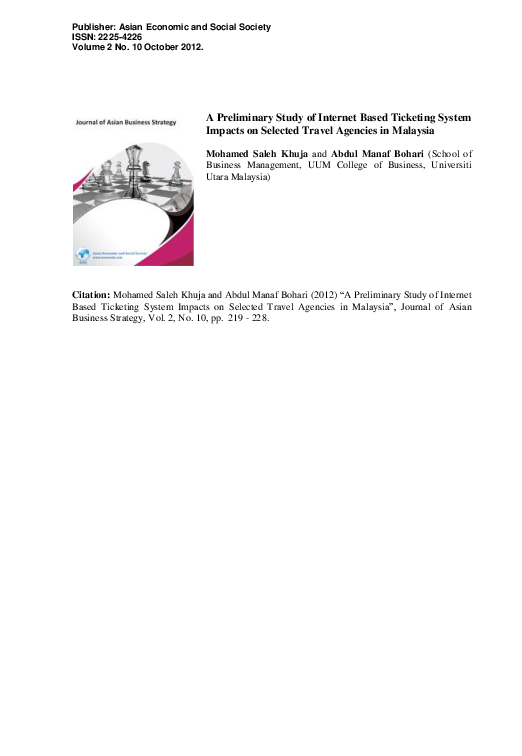 (PDF) A Preliminary Study of Internet Based Ticketing System Impacts on ...