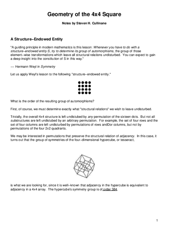 (PDF) Geometry of the 4x4 Square