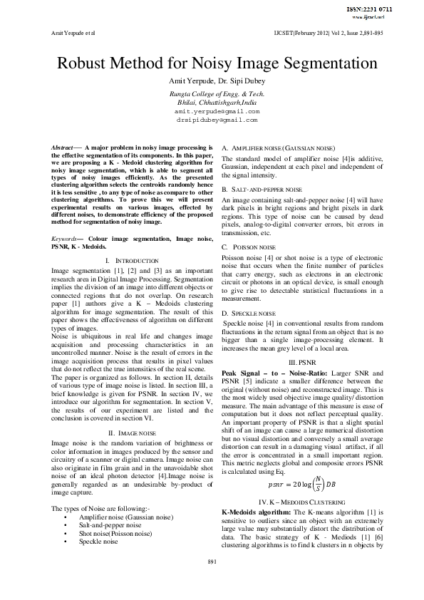 (PDF) Robust Method for Noisy Image Segmentation