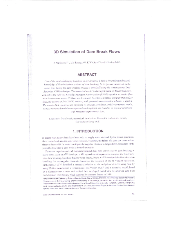 3D-Simulation of Dam-Break Flows