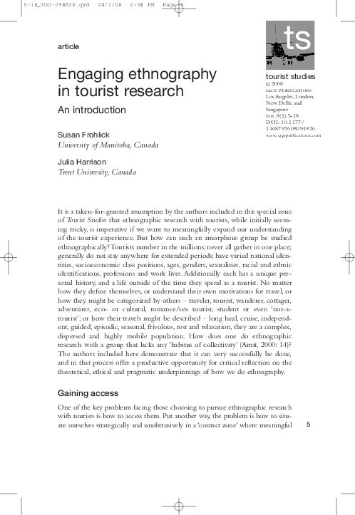 (PDF) Engaging Ethnography in Tourist Research: An Introduction