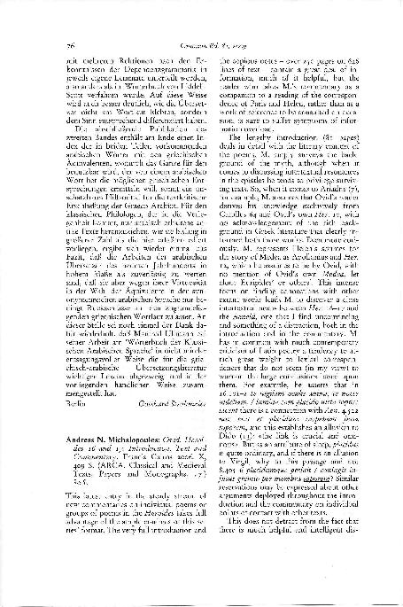 (PDF) Andreas N. Michalopoulos, Ovid: Heroides 16 and 17. Introduction ...