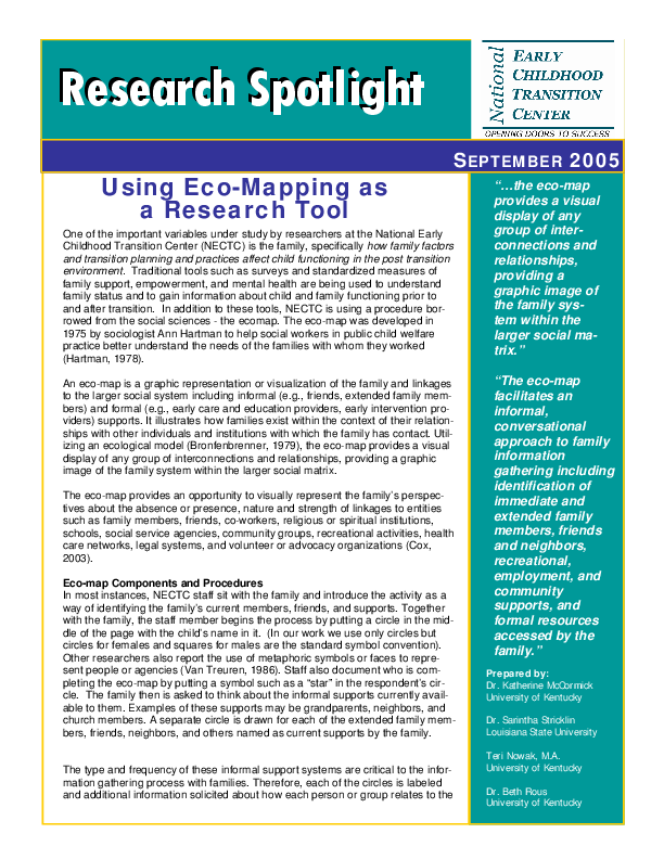 (PDF) Using Eco-Mapping as a Research Tool to Understand Family ...