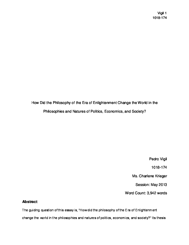(DOC) How Did the Philosophy of the Era of Enlightenment Change the ...