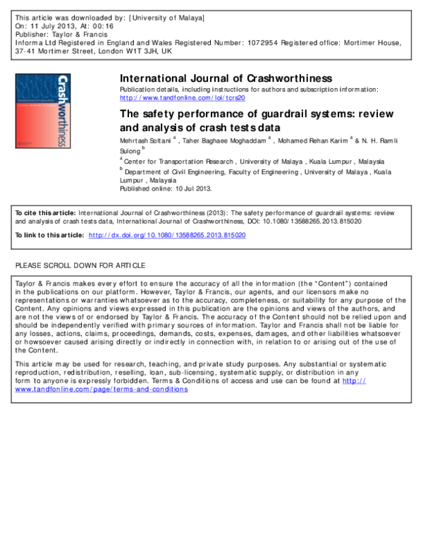 (PDF) The safety performance of guardrail systems reviewand analysis of ...