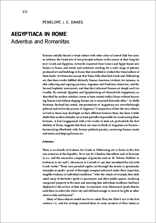 (PDF) Aegyptiaca in Rome: adventus and Romanitas