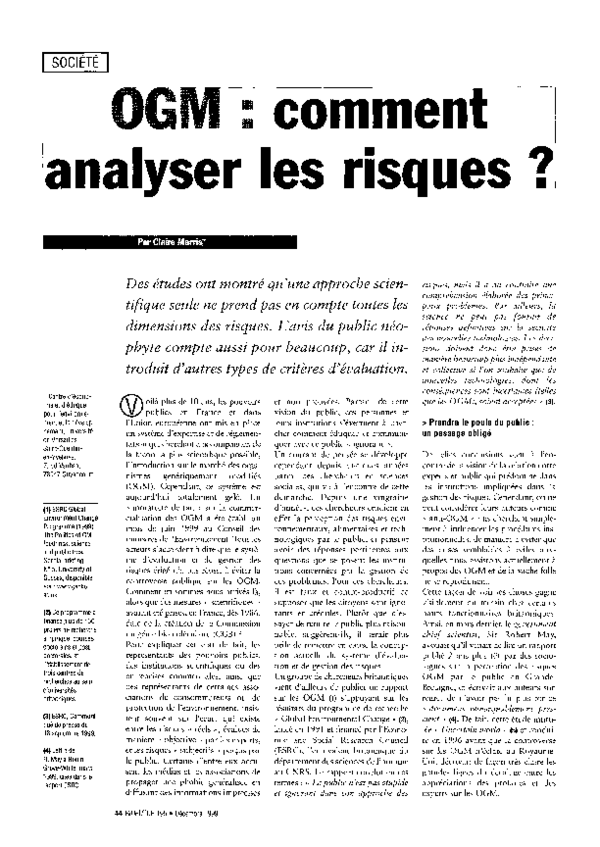 (PDF) OGM: comment analyser les risques