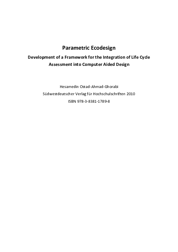 (PDF) Parametric Ecodesign – Development of a Framework for the ...