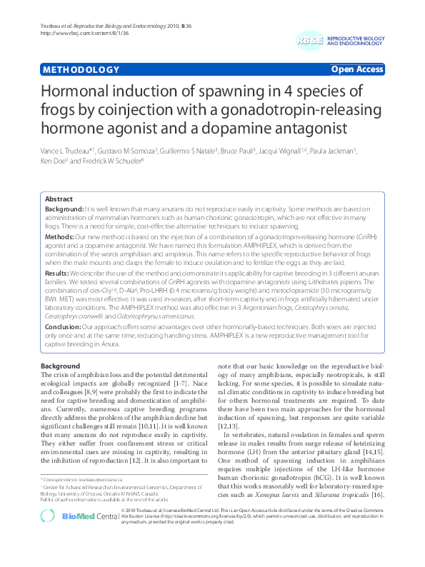 (PDF) Hormonal induction of spawning in 4 species of frogs by ...