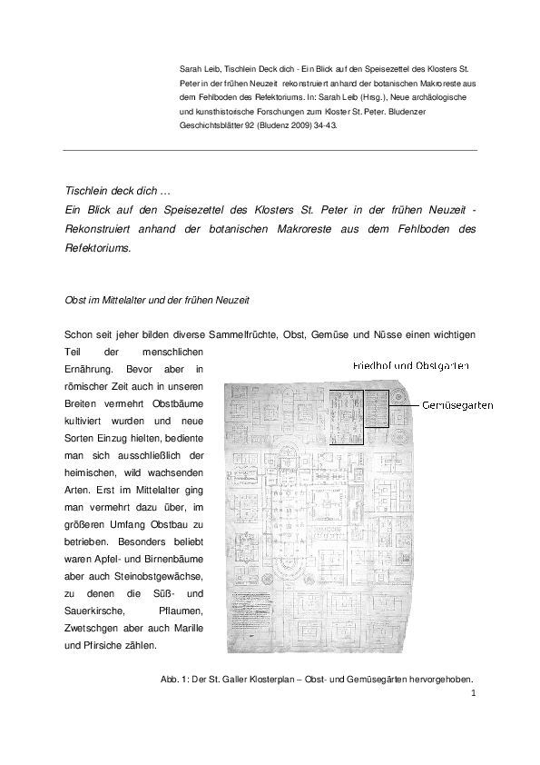 (PDF) Tischlein Deck dich – Ein Blick auf den Speisezettel des Klosters ...