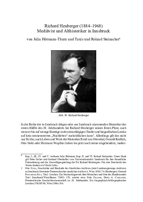 (PDF) Richard Heuberger (1884 – 1968). Mediävist und Althistoriker in ...