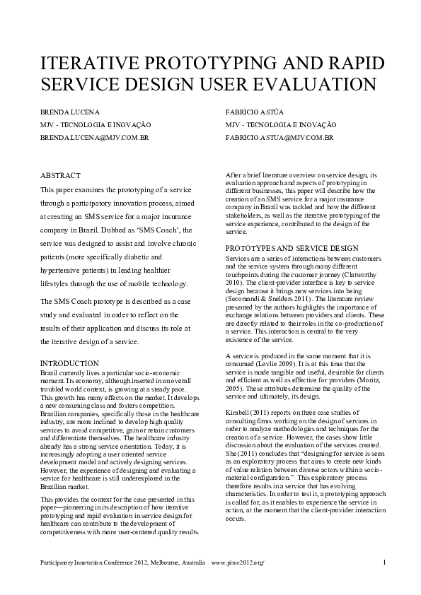 (PDF) Iterative prototyping and rapid service design user evaluation