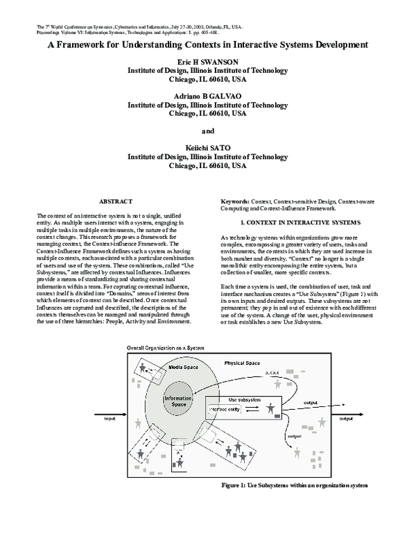 (PDF) A Framework for Understanding Contexts in Interactive Systems ...