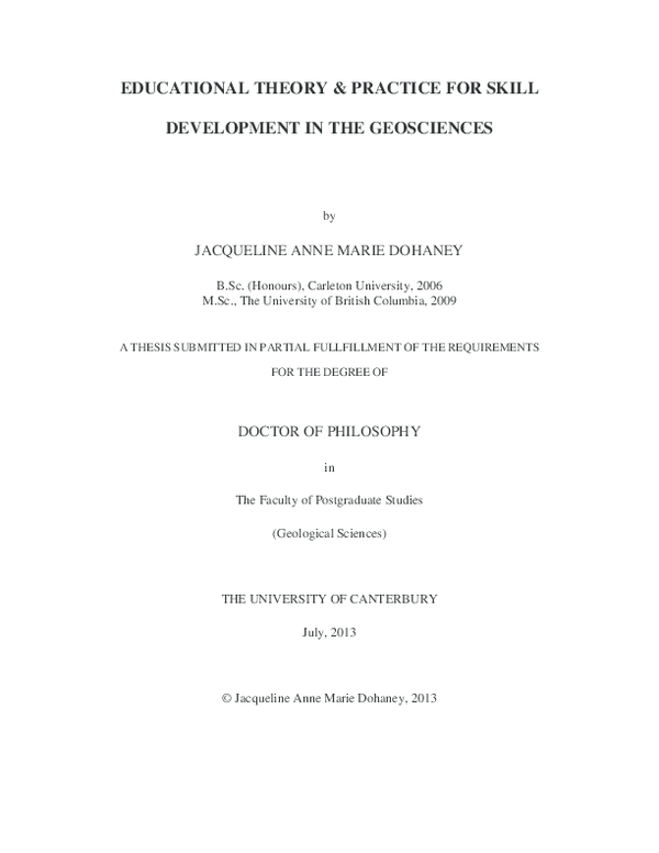 (PDF) Skills-based Learning in the Geosciences, Phd Thesis, 2013