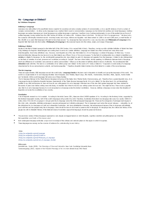 (PDF) Ao-Language or Dialect?